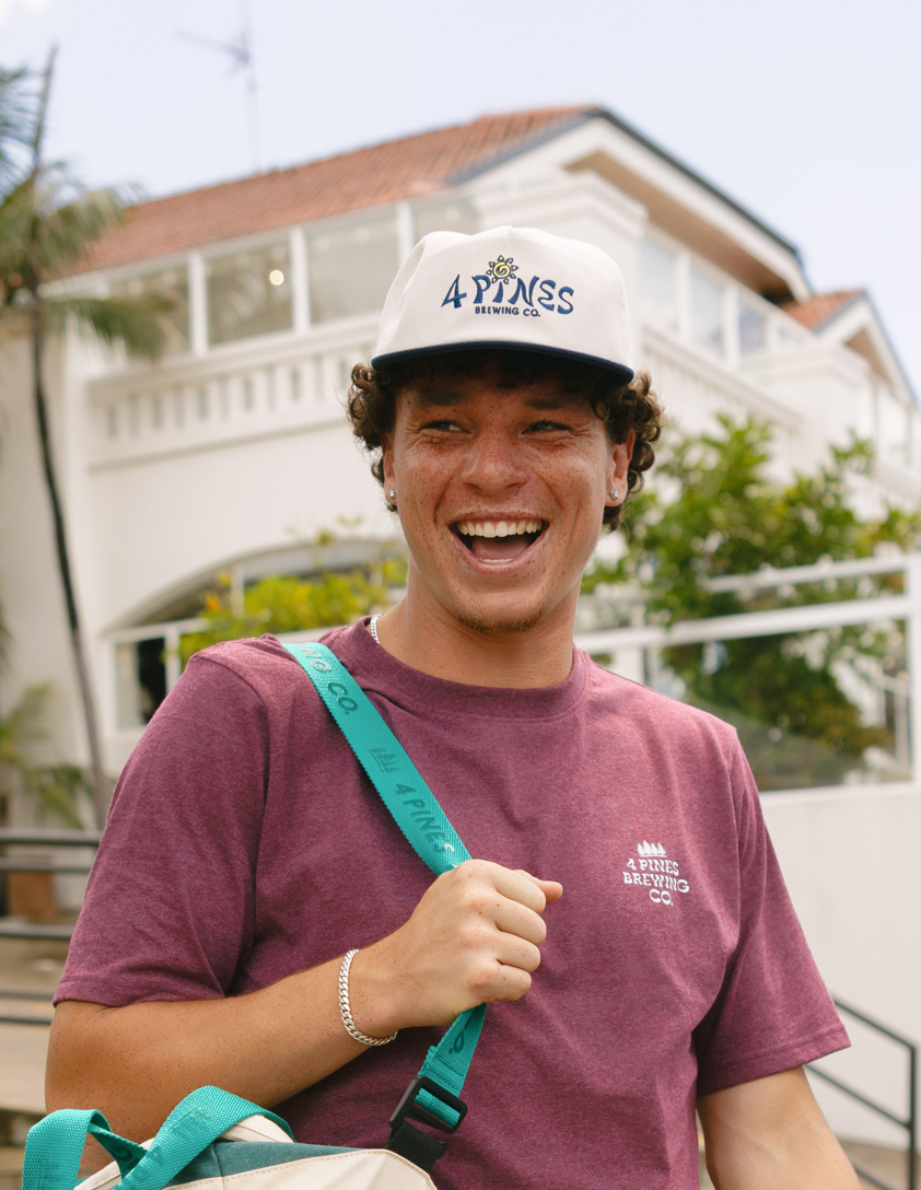 4 Pines Retro 5 Panel Cap White/Blue – 4 Pines Merch Store